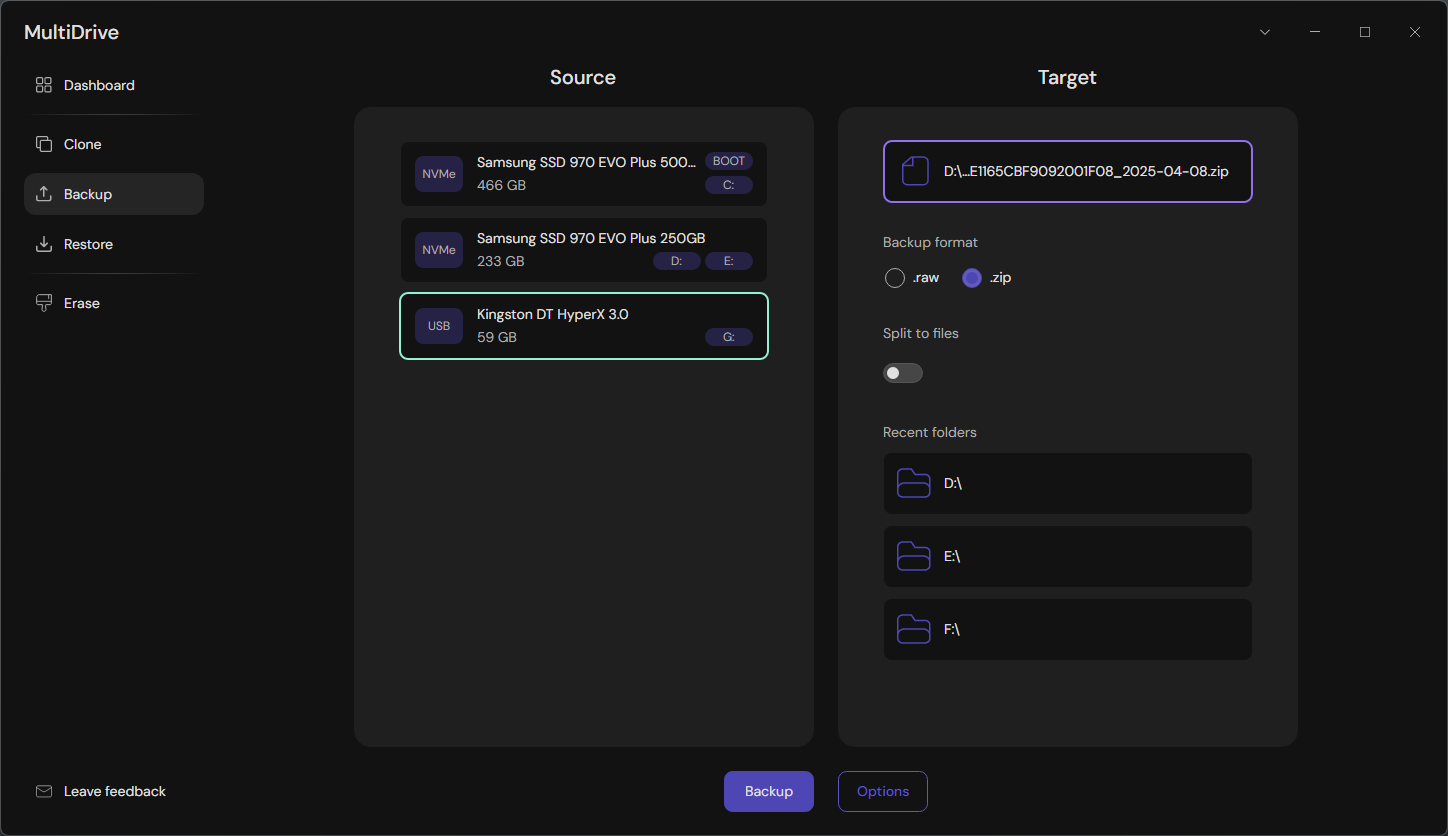 MultiDrive - Free Backup Utility for Windows